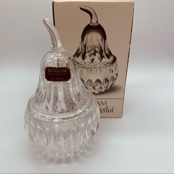 Gorham | Dining | Gorham Glass Pear Full Lead Crystal Lid Comes Off And ...